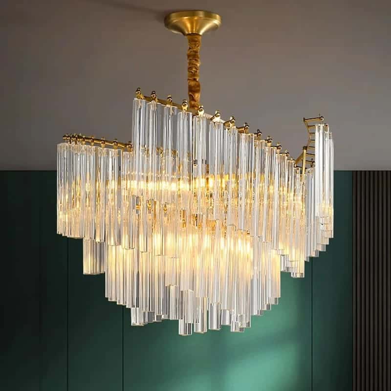 Recessed Spiral Crystal Chandelier Droplets Spiral Crystal Metal Light